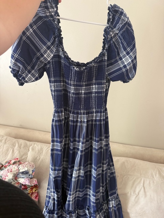 Hill House | Dresses | Hill House Navy Plaid Puff Sleeve Maxi Dress ...